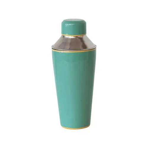 STORIED HOME Round Enameled Stainless Steel Cocktail Shaker With Colored Edge