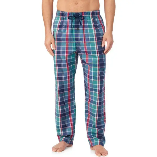 Tommy Bahama Woven Cotton Drawstring Pajama Pants - Blue Plaid