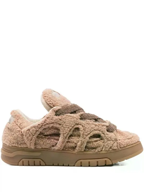 SANTHA Cut-out Faux-fur Sneakers - Neutrals