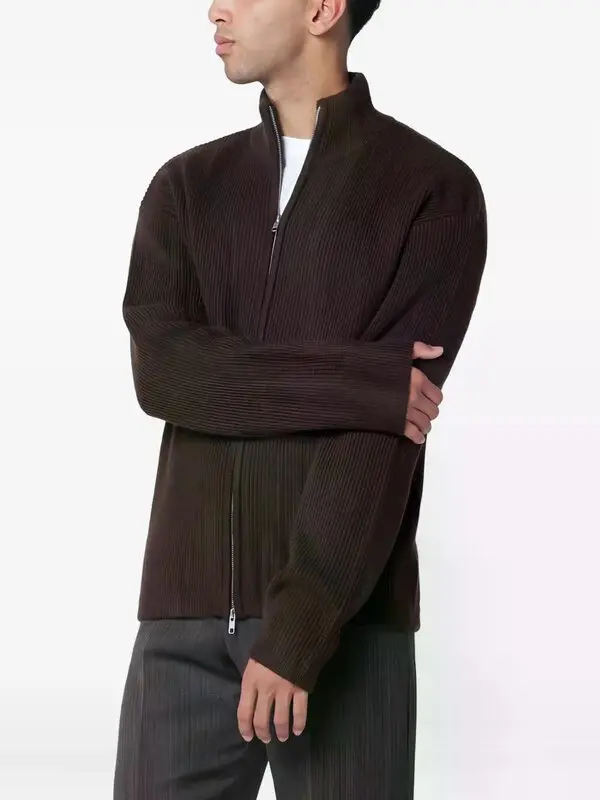 Soft Goat Zipped Ribbed Cardigan