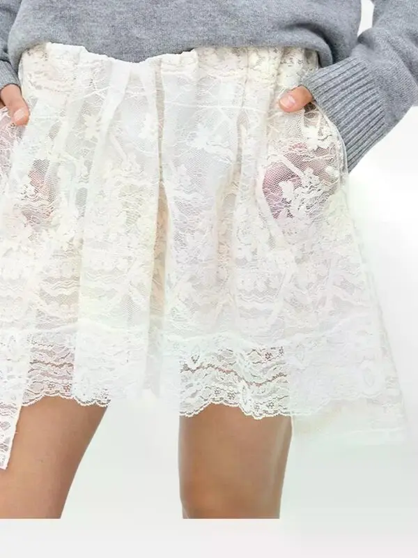 N°21 Asymmetrical Lace Mini Skirt