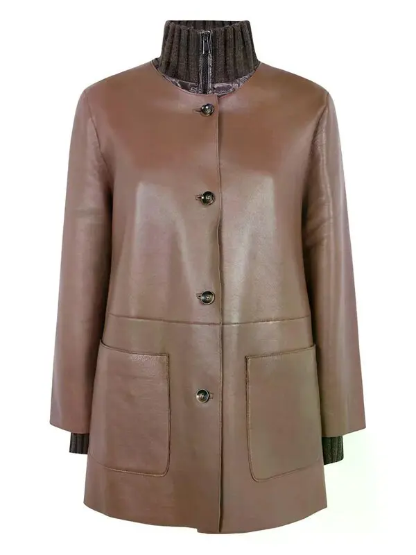 THE JACKIE LEATHERS Leather Buttoned Jacket