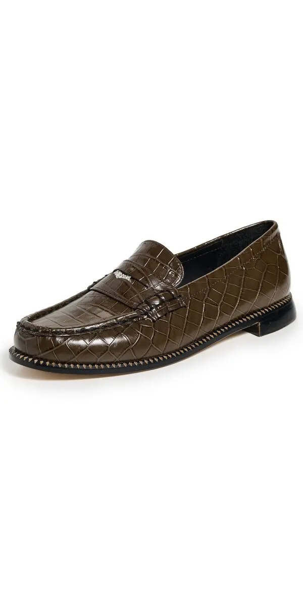 Freda Salvador Elba Croc-embossed Leather Loafers