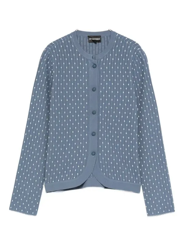 Emporio Armani Dotted Crewneck Cardigan - Blue