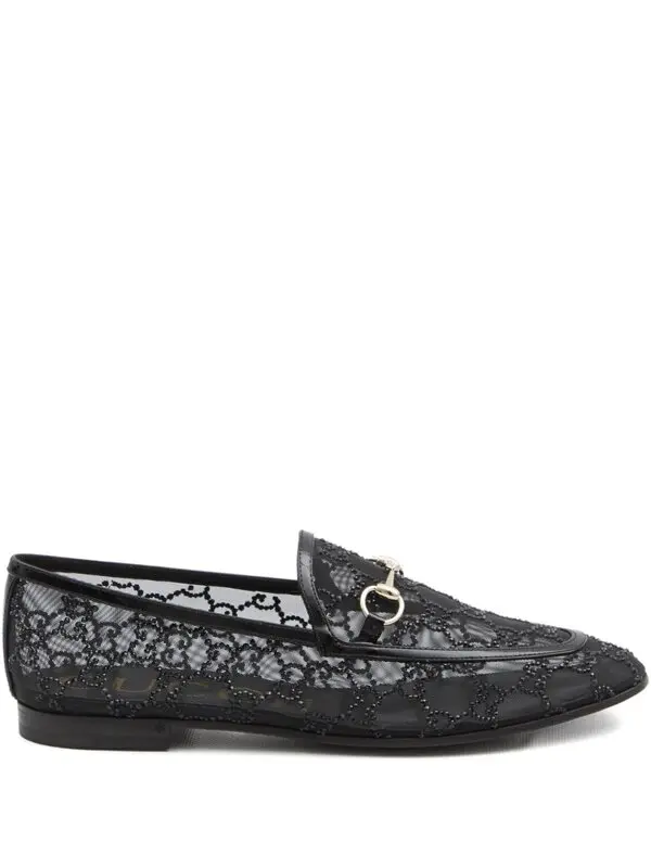Gucci Jordaan Gg Crystal Loafers