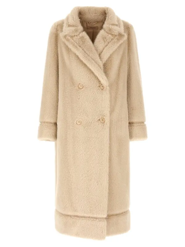 Twin-set Double-breasted Fur-effect Coat