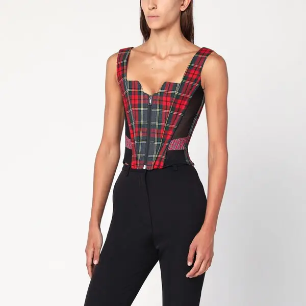 VIVIENNE WESTWOOD Juliet Wool Corset With Scarlet Tartan Pattern