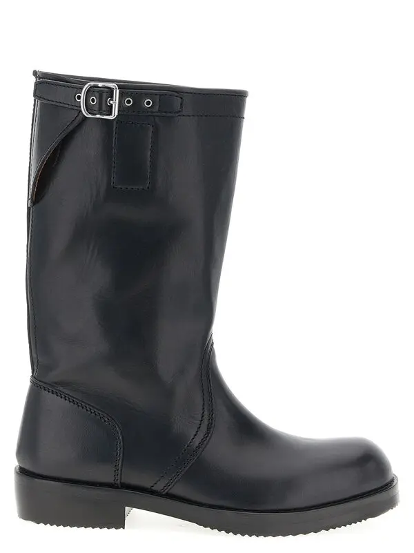 Dries Van Noten Leather Biker Boots - Black