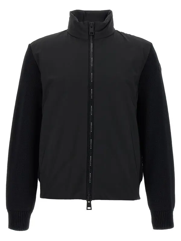 Moncler Matt Effect Goose Down Padded Wool Cardigan
