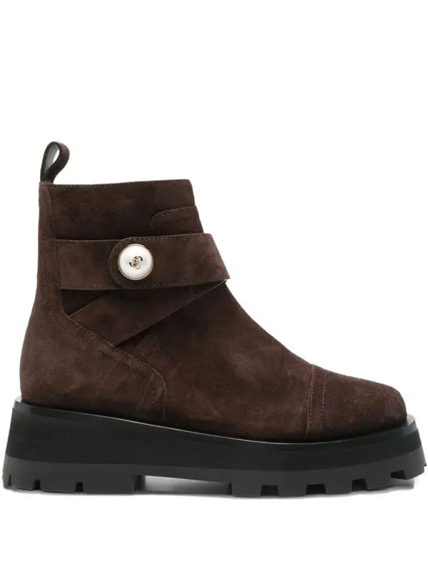 JIMMY CHOO Meena Suede Boots With Faux-pearl Embellishments