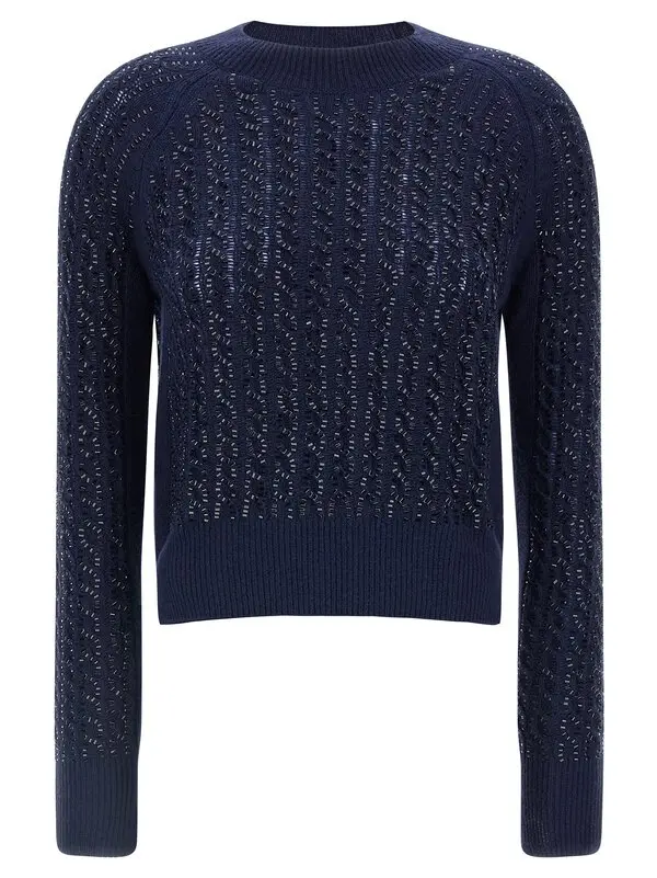 Ermanno Scervino Baguette Studded Virgin Wool And Cashmere Blend Sweater