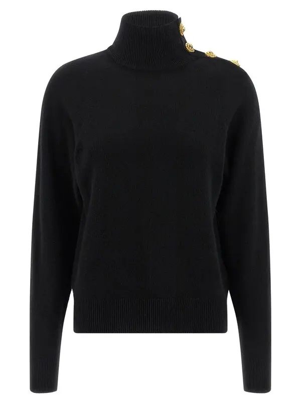 Balmain Cashmere And Wool High-neck Sweater - Black
