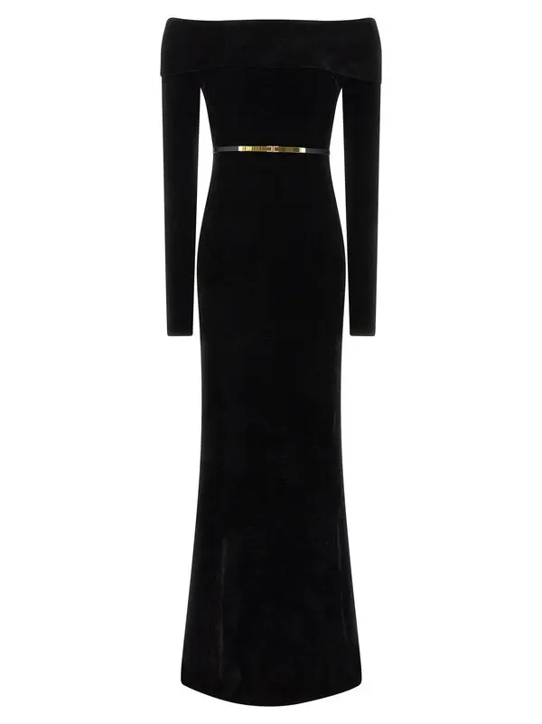 Elisabetta Franchi Long 'red Carpet' Chenille Dress