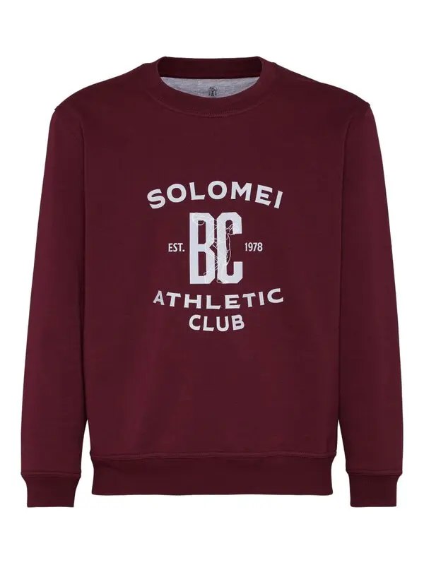 Brunello Cucinelli Logo Cotton Sweatshirt - Bordeaux