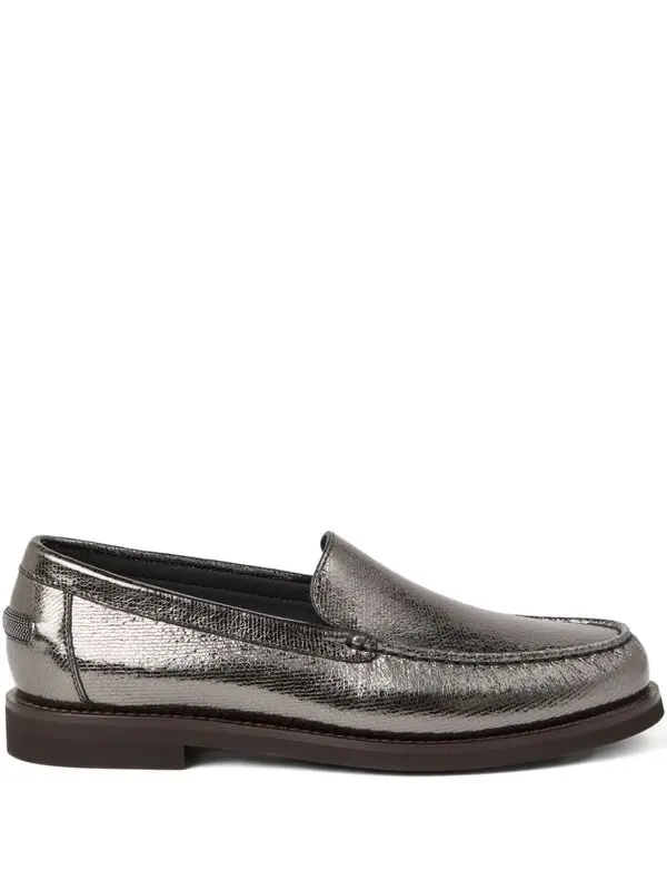 Brunello Cucinelli Leather Loafers - Grey
