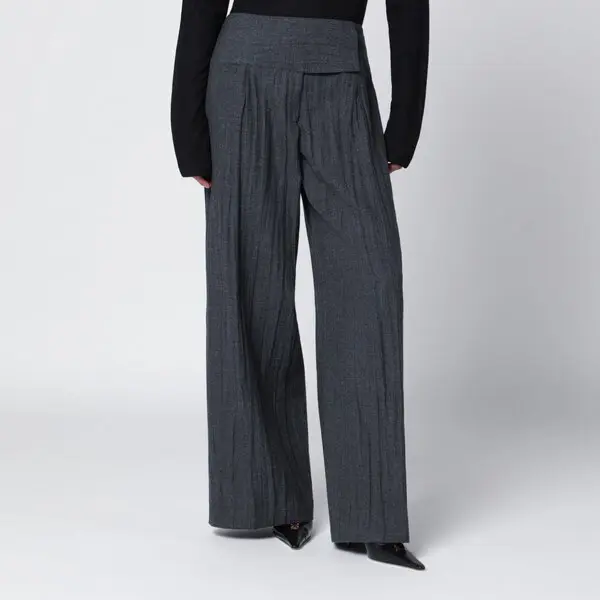 Our Legacy Grey Wool Blend Pleated Trousers