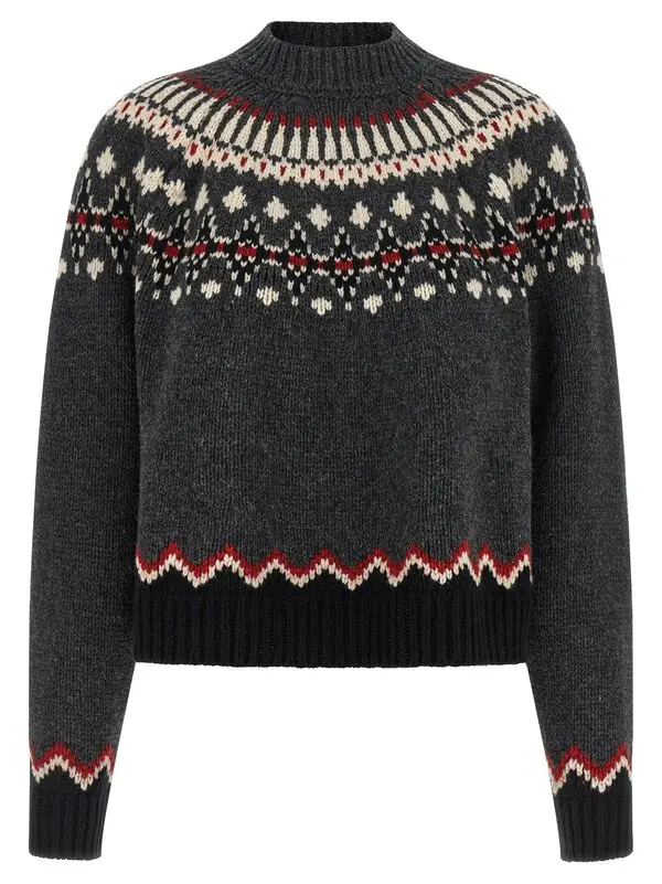Alanui Fair Isle Virgin Wool Sweater - Gray