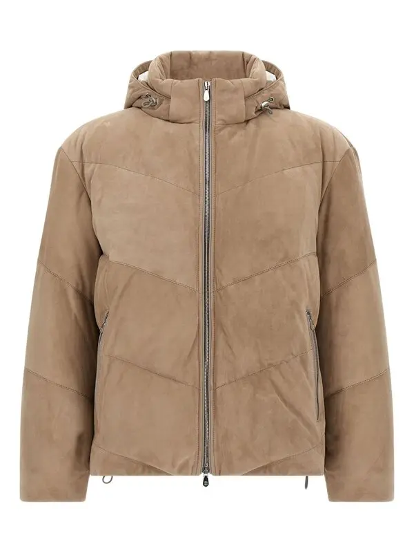 Brunello Cucinelli Leather Short Down Jacket