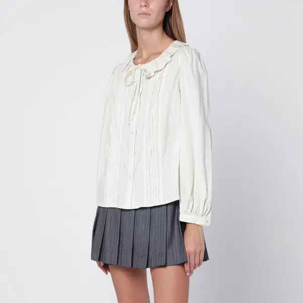 DUNST Light Striped Shirt With Ruffles