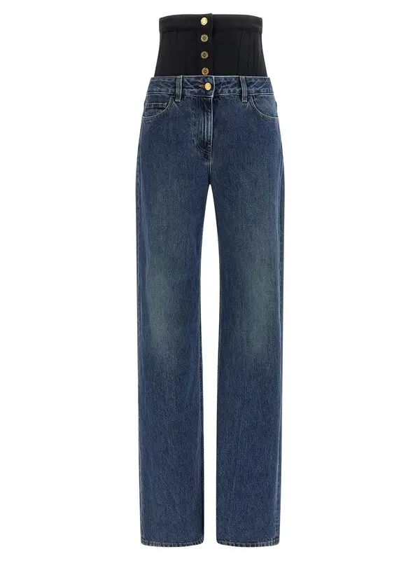 Elisabetta Franchi Bustier Insert Straight Leg Jeans