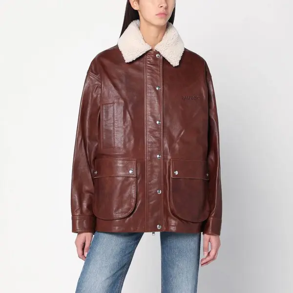 HALFBOY Leather Jacket With Shearling Collar