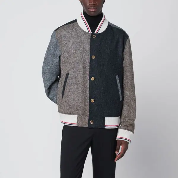 Thom Browne Colour Block Wool Bomber Jacket