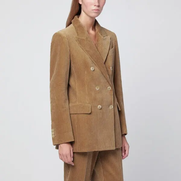 P.a.r.o.s.h Camel Coloured Ribbed Velvet Jacket