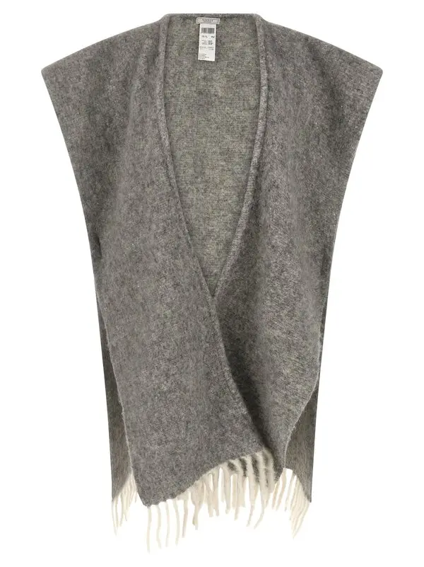 Peserico Bouclé Yarn Cape - Gray