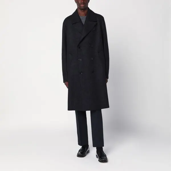 Harris Wharf London Anthracite Double Breasted Wool Coat