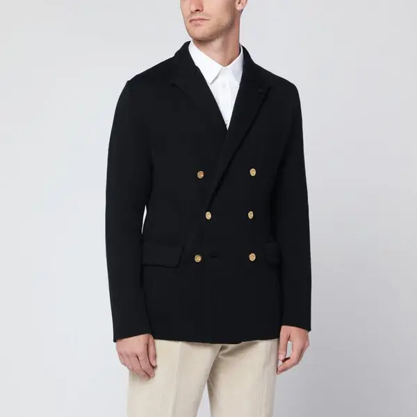 LARDINI Wool Knit Double Breasted Jacket