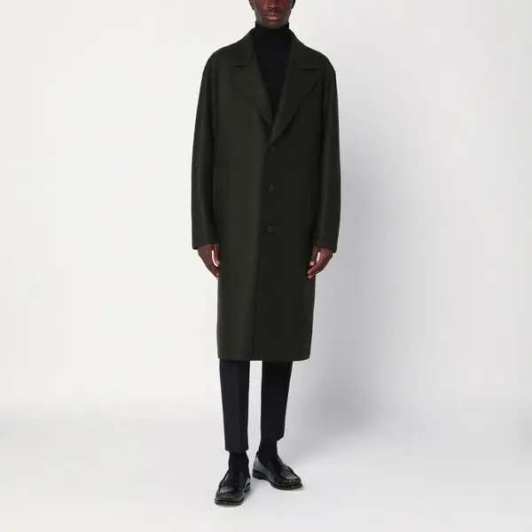 Harris Wharf London Khaki Single Breasted Wool Coat