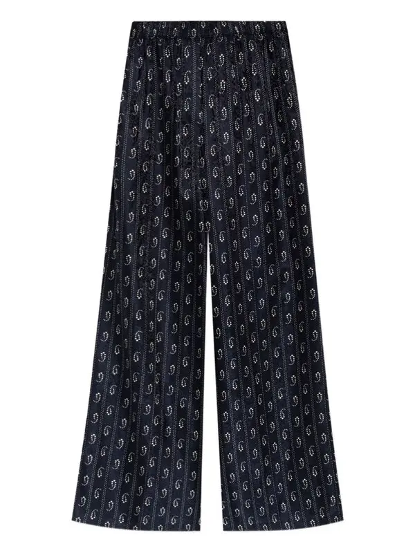 Tory Burch Jacquard Silk Trousers - Blue
