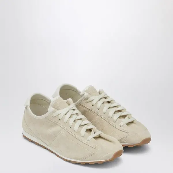 Jacquemus Sneaker Tennis In Ivory Crocodile Effect Suede