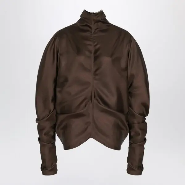THE ROW Miles Top In Taupe Silk