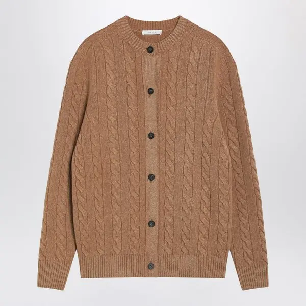 THE ROW Loneke Cardigan In Light Brown Wool