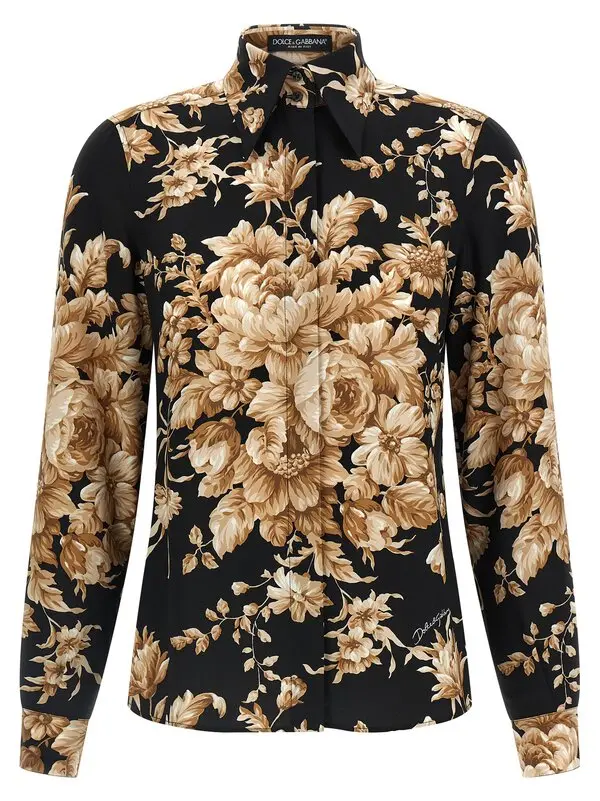 Dolce & Gabbana Roses Print Charmeuse Shirt