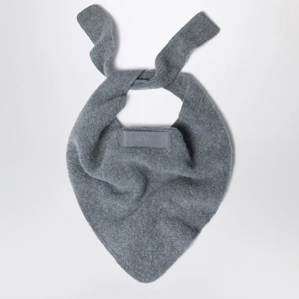 Jacquemus Gray Scarf With Grosgrain Logo - Grey