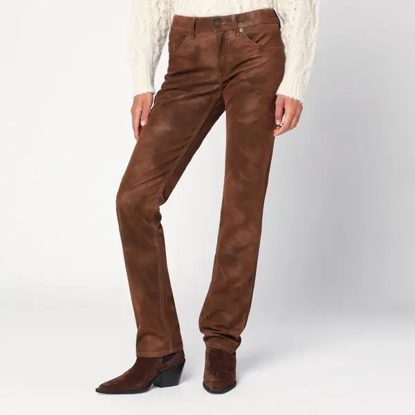 Isabel Marant Tobacco Faux Leather Trousers