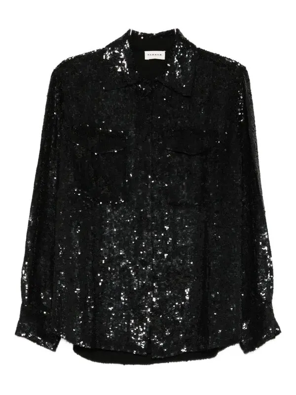 PAROSH Sequined Shirt - Black