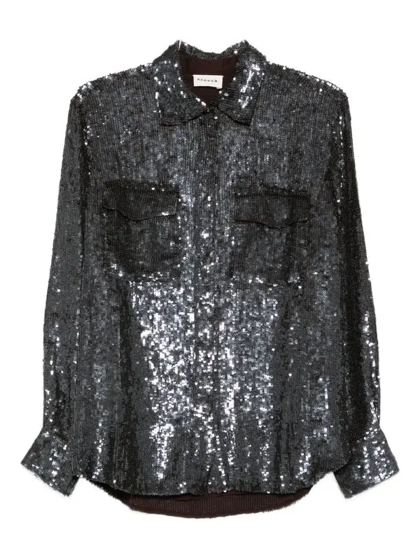 PAROSH Sequined Shirt - Brown