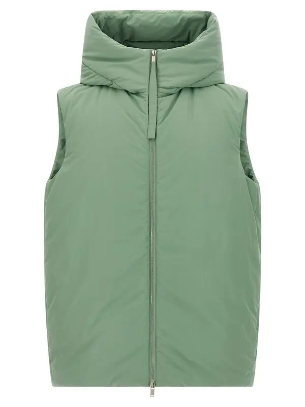 JIL SANDER Wrinkled Technical Fabric Vest - Green