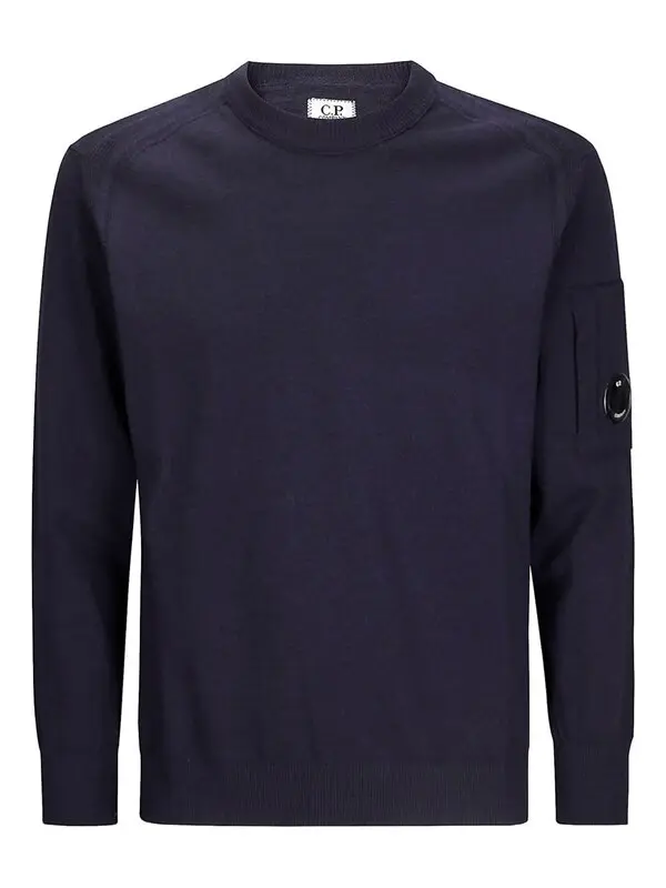 C.P. COMPANY Logo Wool Crewneck Sweater - Blue