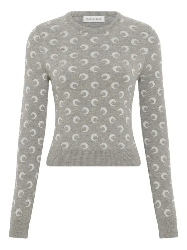 MARINE SERRE Moon Jacquard Wool-blend Sweater - Light Grey
