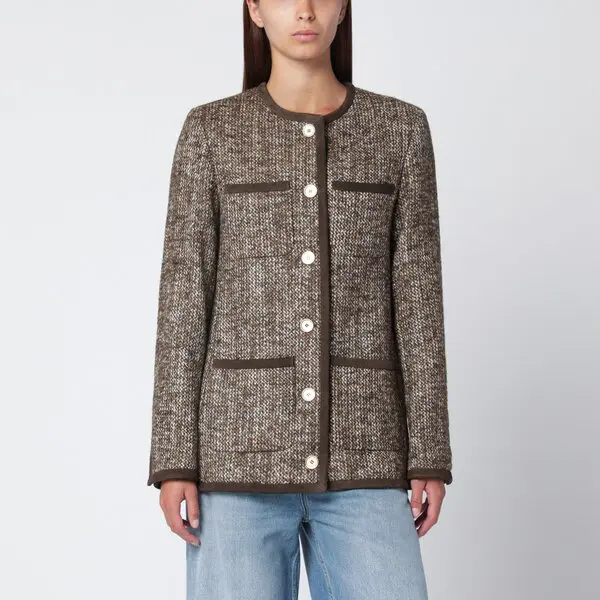 Golden Goose Wool Tweed Jacket With Suede Trim