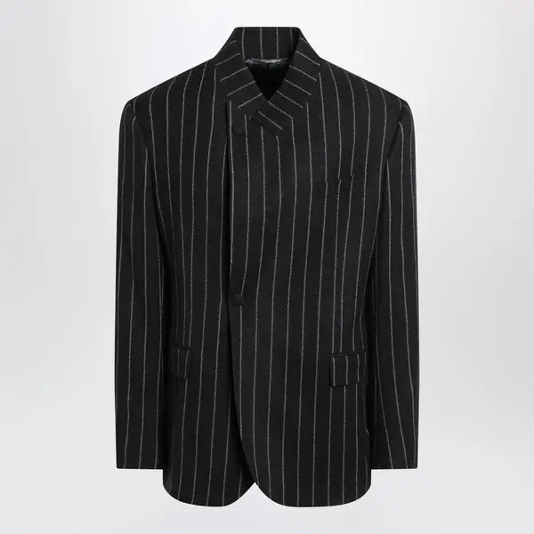 Dolce & Gabbana Striped Wool Blend Single Breasted Jacket