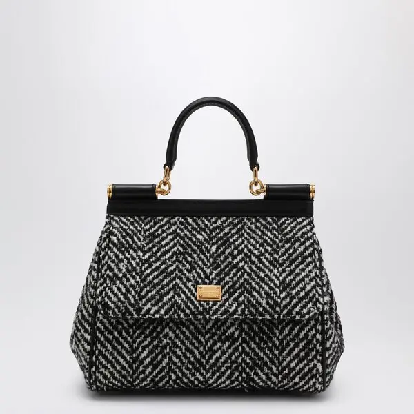 Dolce & Gabbana Sicily Medium Chevron Fabric Handbag