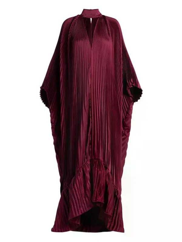 L'IDEE Empire Pleated Ruffled Maxi Dress - Red