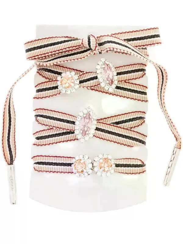 Golden Goose Striped Crystal-appliqué Shoelaces