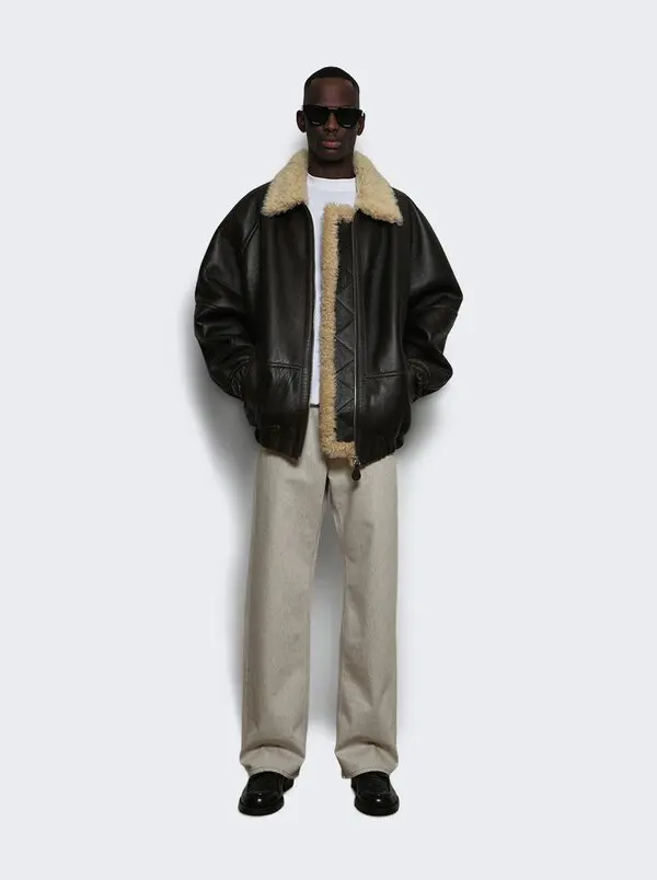 Jacquemus Shearling Aviator Jacket Dark