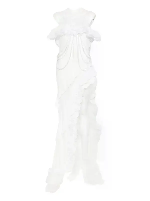 RAHIL HESAN Off-shoulder Pearl-chain Gown